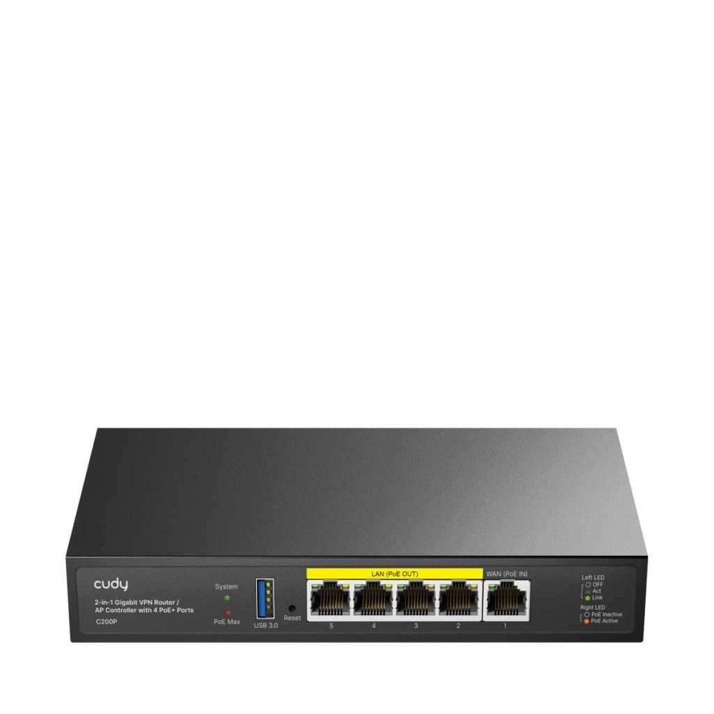 2-IN-1 Gigabit VPN Router / AP Controller with 4 PoE+ Ports, C200P 1.0 ...